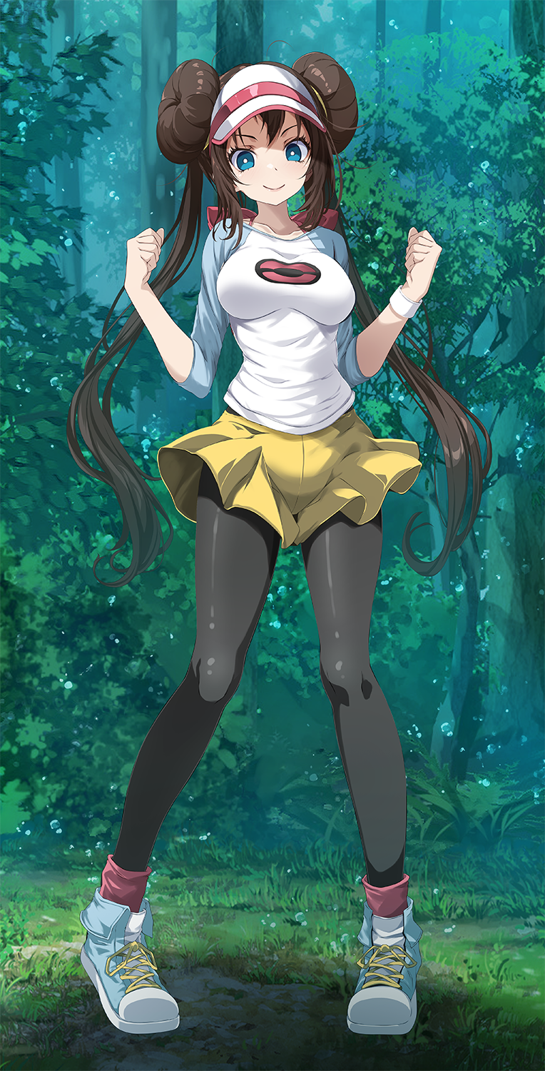 Safebooru - 1girl aqua eyes black leggings breasts brown hair bush closed mouth collarbone ...