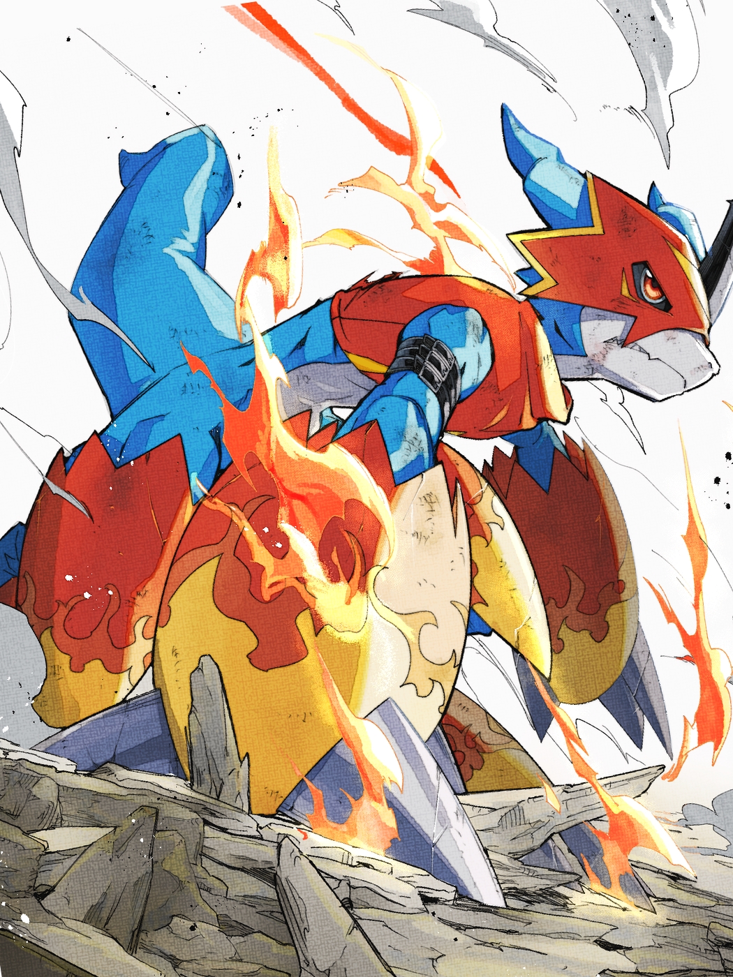 Safebooru - armor battle damage blue skin blue tail colored skin ...