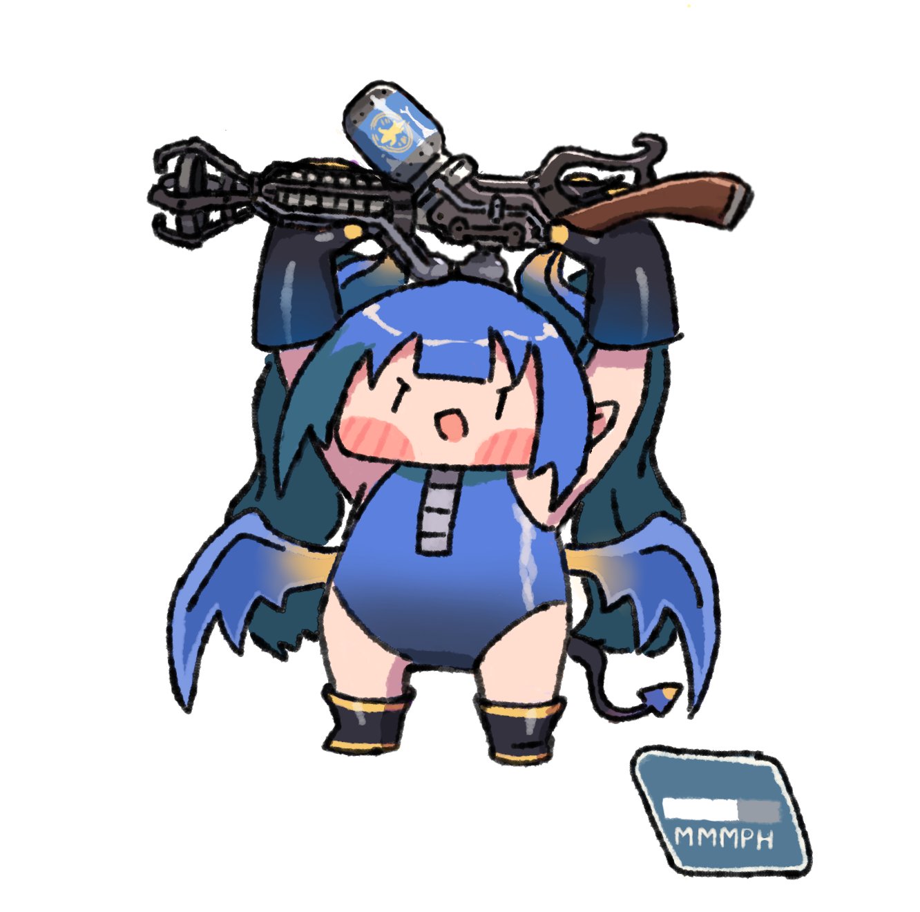 Safebooru - 1girl :d arms up black footwear black gloves blu pyro (tf2 ...