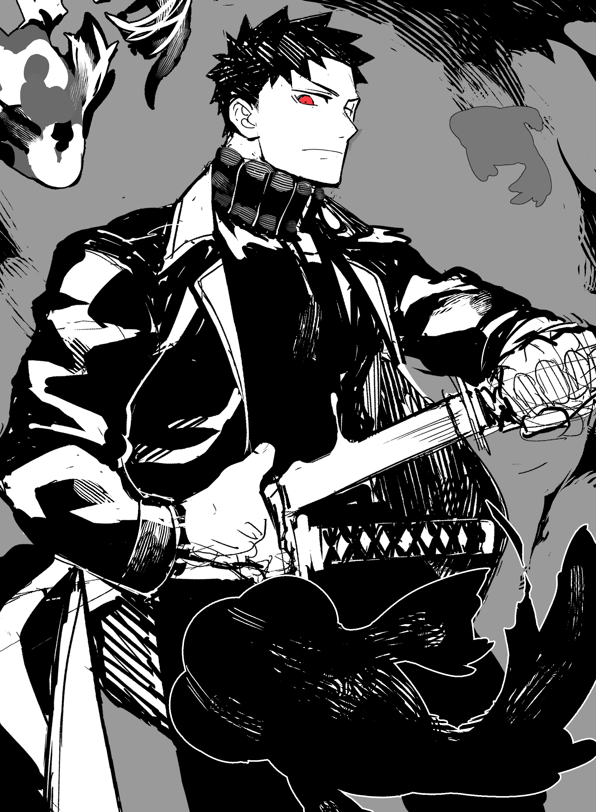 Safebooru - 1boy absurdres black coat black hair black jacket coat ...