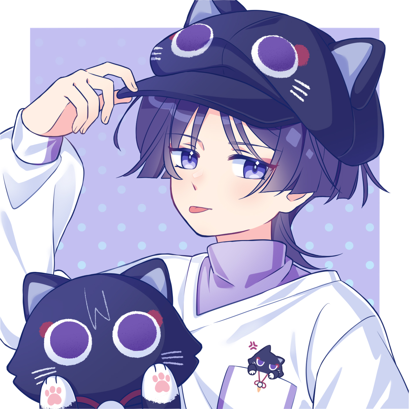 Safebooru - 1boy :p adjusting clothes adjusting headwear alternate costume animal ear headwear ...