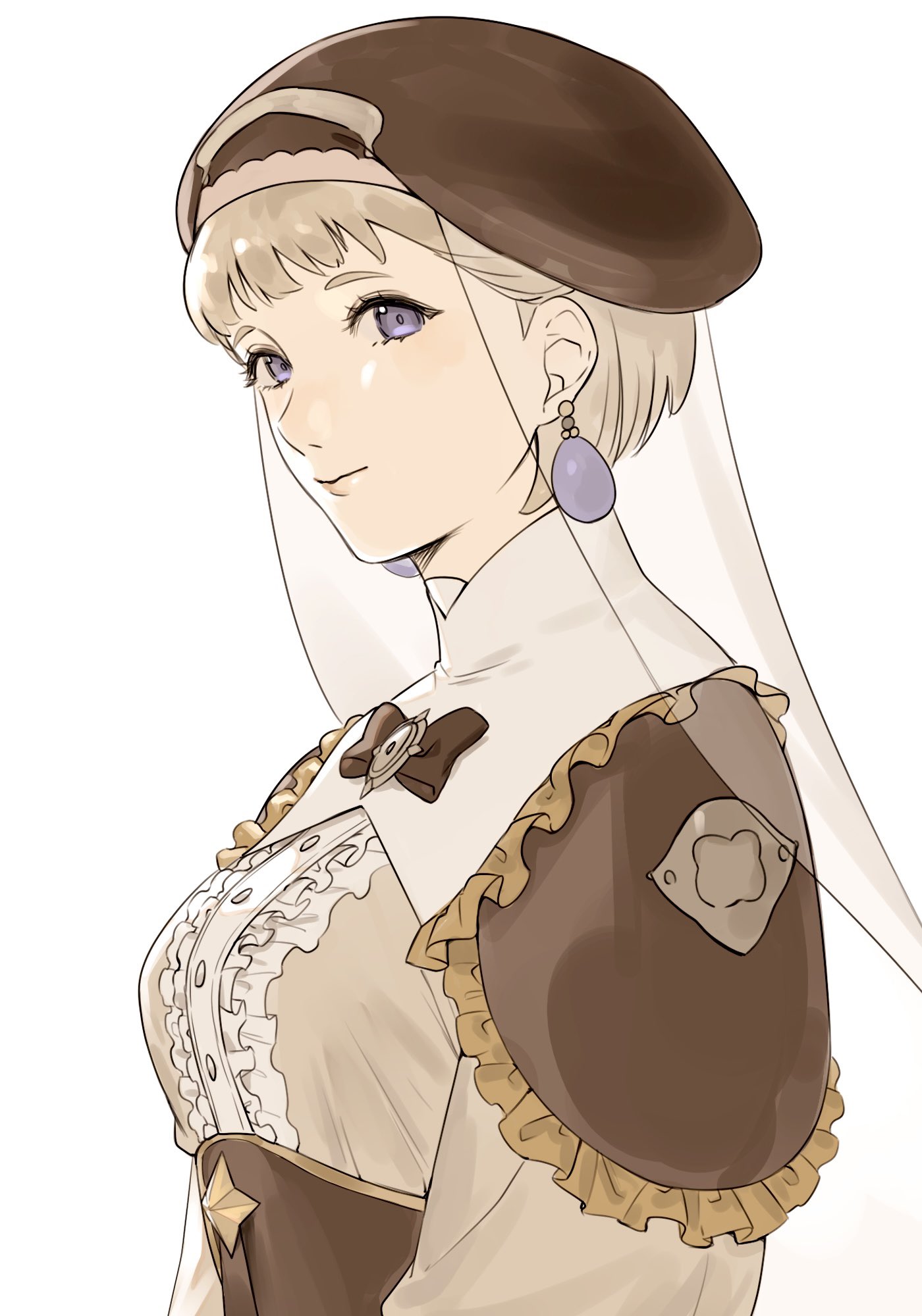 Safebooru - 1girl abinosu0903 beret blonde hair brown dress brown hat center frills closed mouth ...