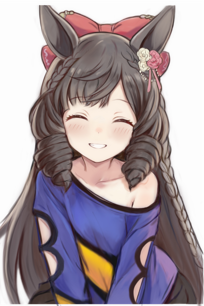 Safebooru - 1girl alternate costume animal ears blush bow braid breasts closed eyes closed mouth ...