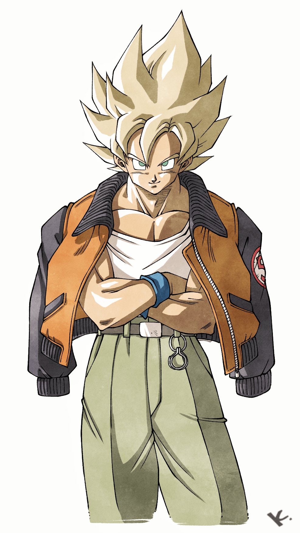 Safebooru - 1boy blonde hair cowboy shot crossed arms dragon ball ...