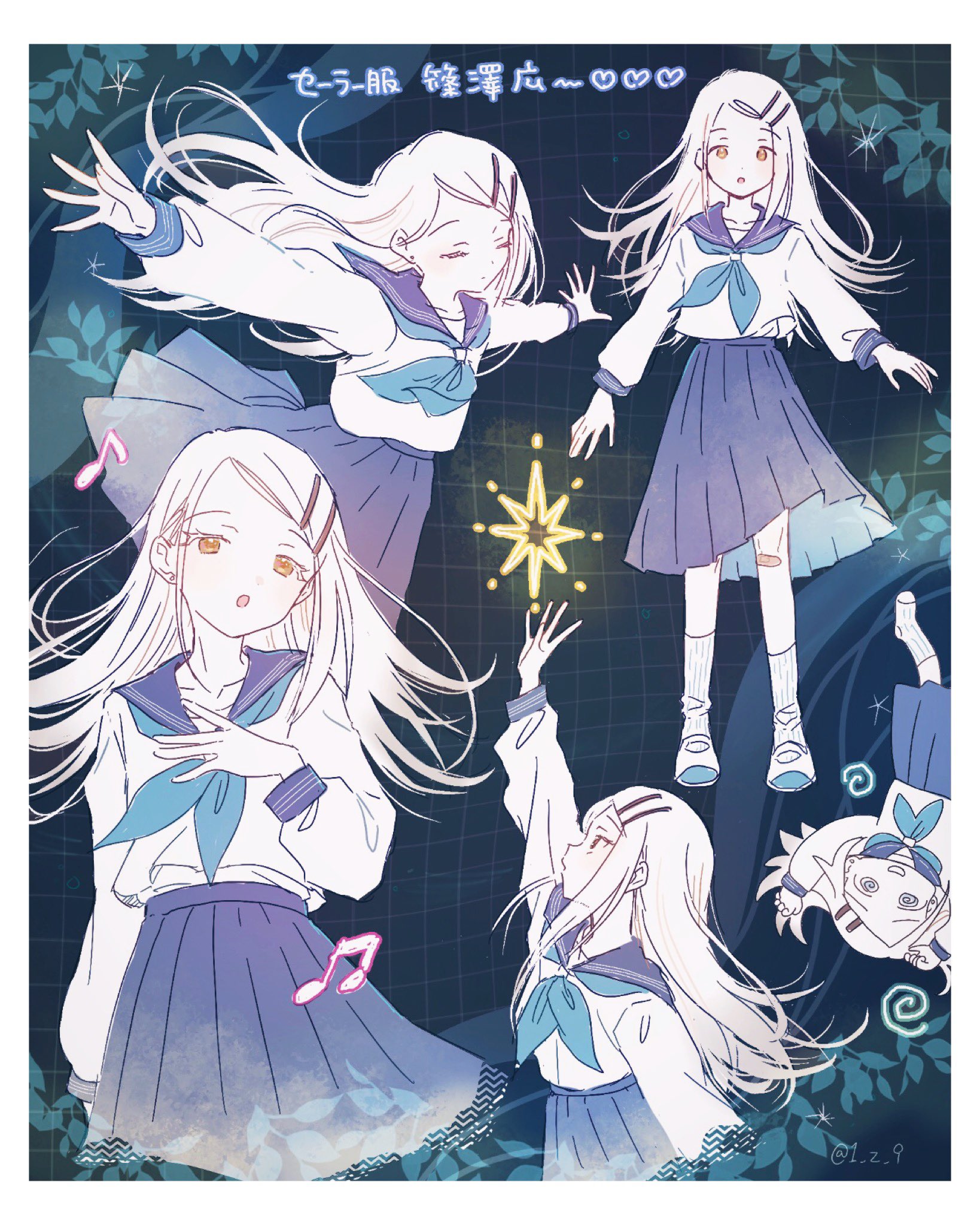 Safebooru - 1 z 9 1girl @ @ blue sailor collar closed eyes full body ...