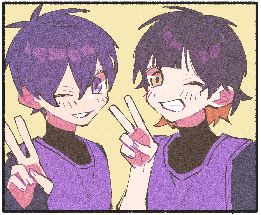 Safebooru - 2boys antenna hair bachira meguru black hair black shirt blonde hair blue lock blush ...