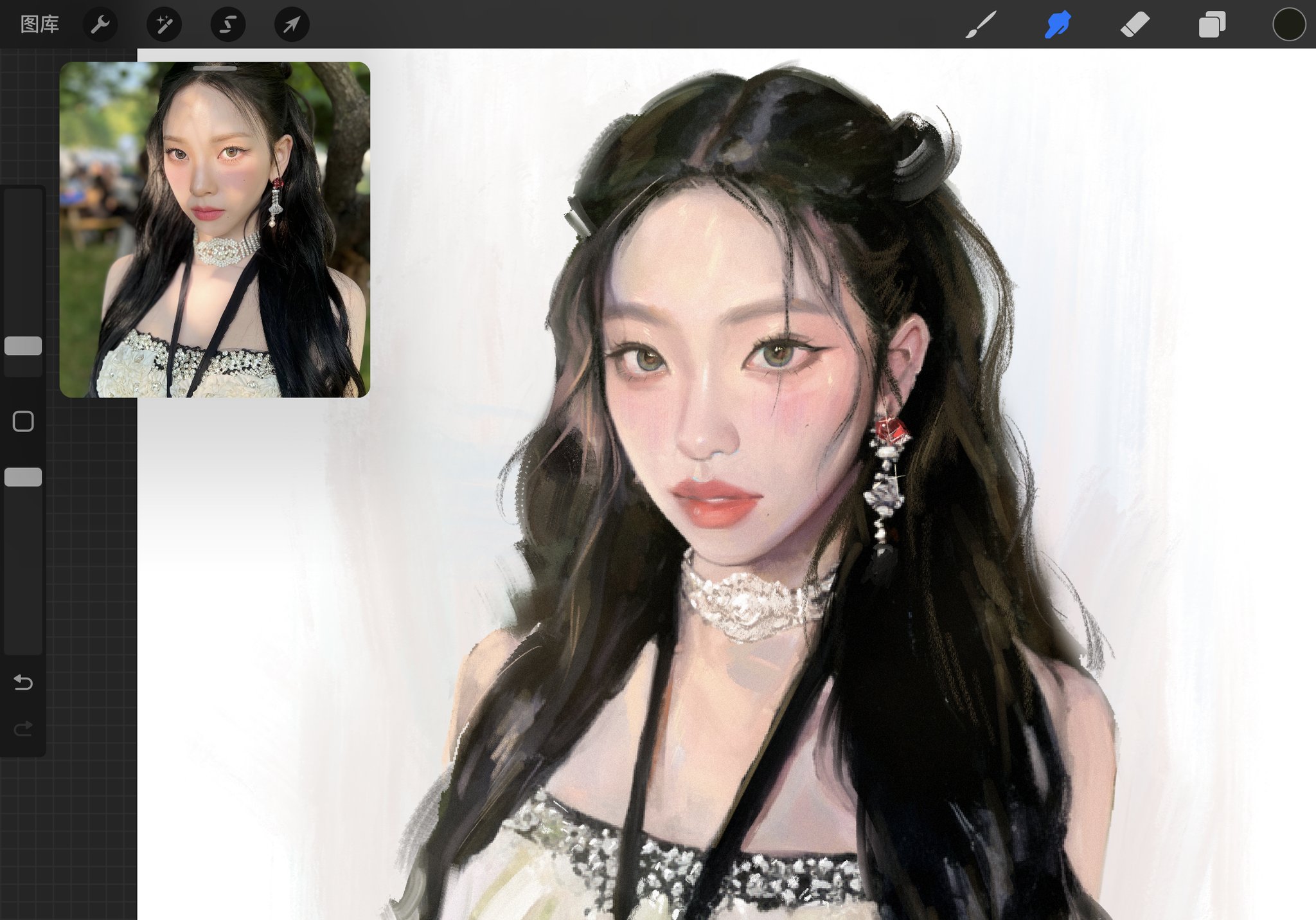 Safebooru - 1girl aespa art program in frame asian black hair blush chinese text choker ...