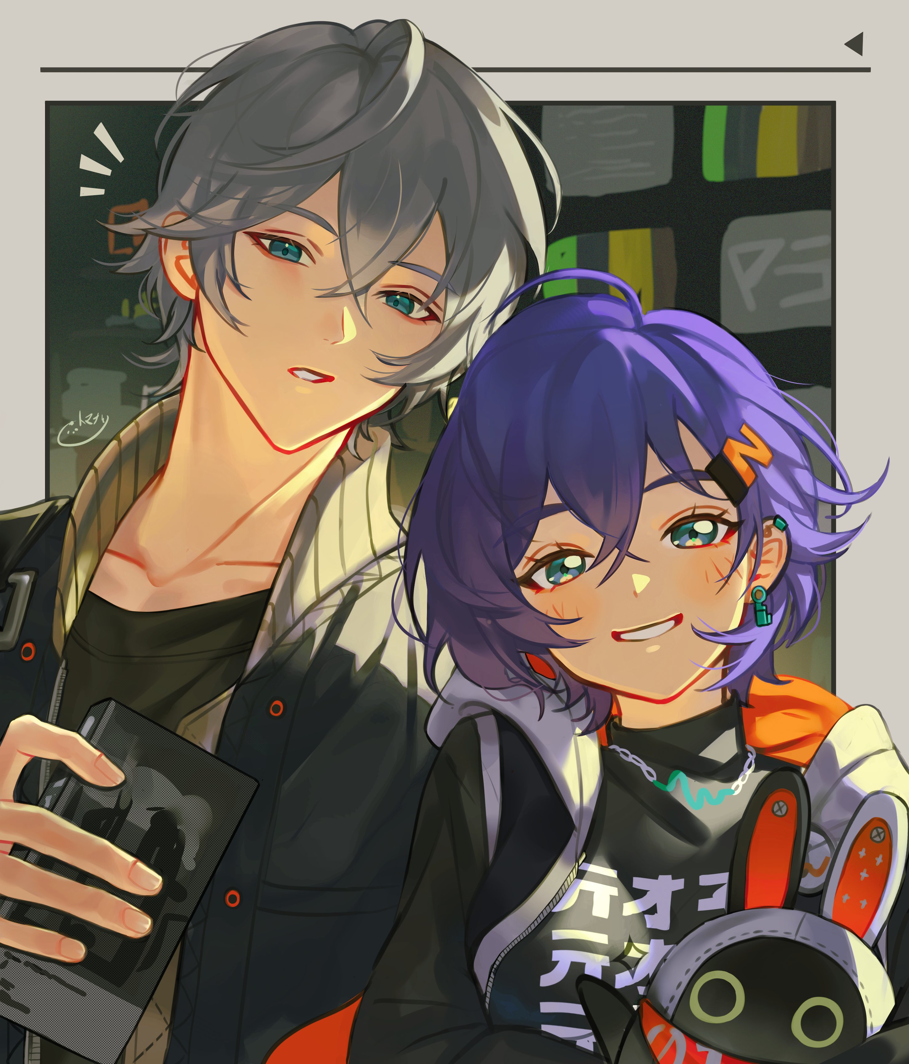 Safebooru - 1boy 1girl absurdres bangboo (zenless zone zero) belle (zenless zone zero) black ...