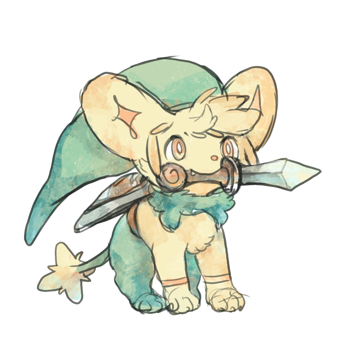 Safebooru - animal focus anklet brown eyes cosplay full body green hat ...