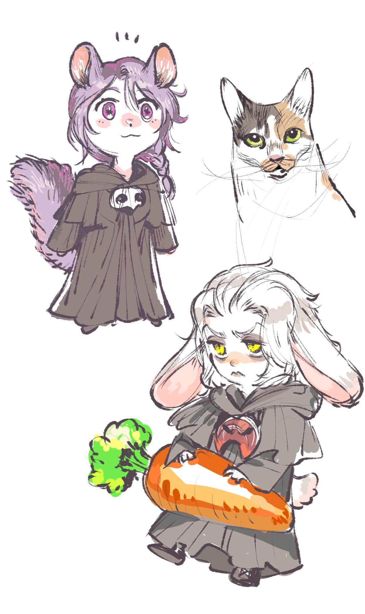 Safebooru - 2boys 3: 5altybitter5 :3 animal ears braid carrot cat ...