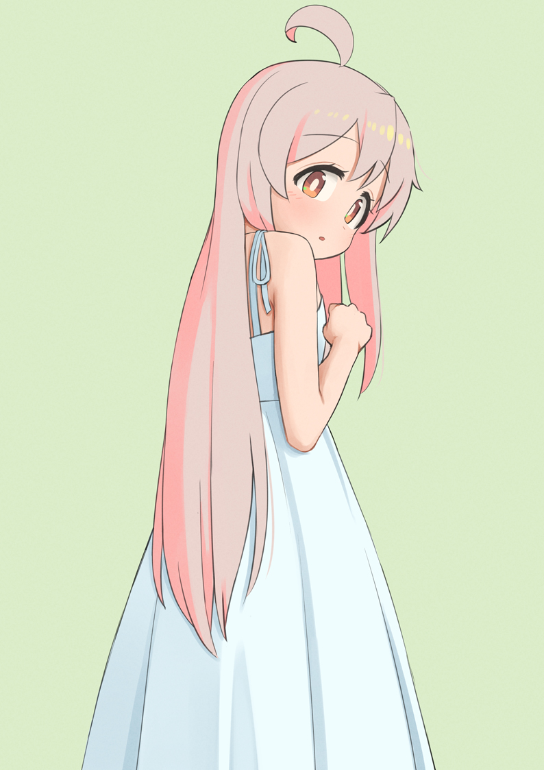 Safebooru 1girl Ahoge Bare Arms Bare Shoulders Brown Eyes Commentary
