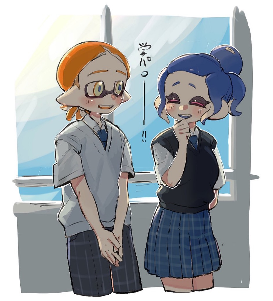 Safebooru - 1boy 1girl blue hair doro mizu 831 inkling inkling boy inkling player character ...