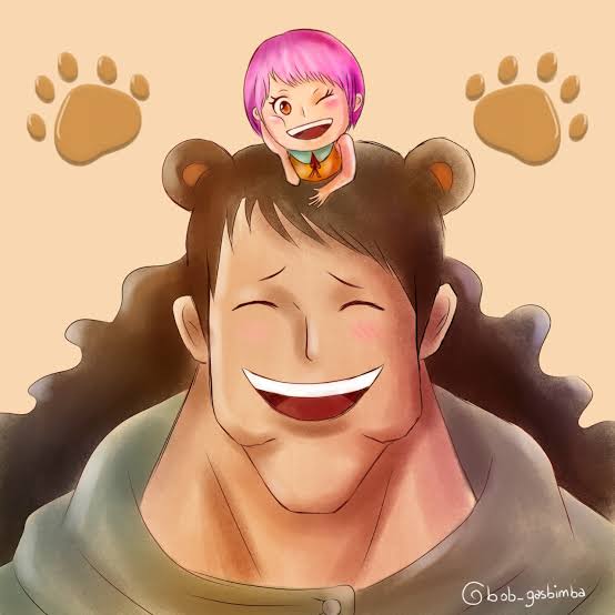 Safebooru - 1boy 1girl bartholomew kuma bear ears father and daughter happy jewelry bonney long ...