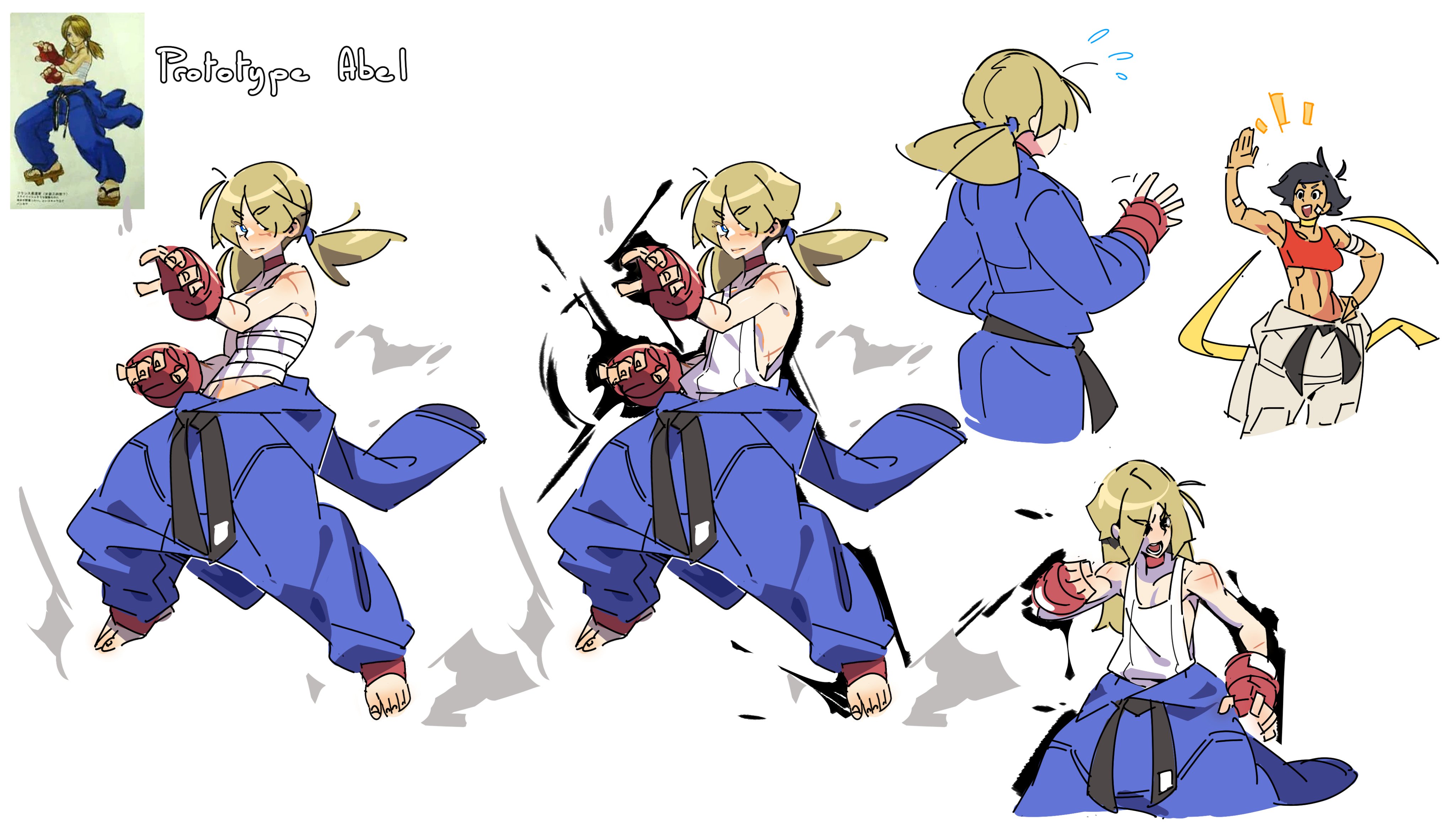 Safebooru - 1boy 1girl abel (street fighter) absurdres alternate form baggy pants black hair ...