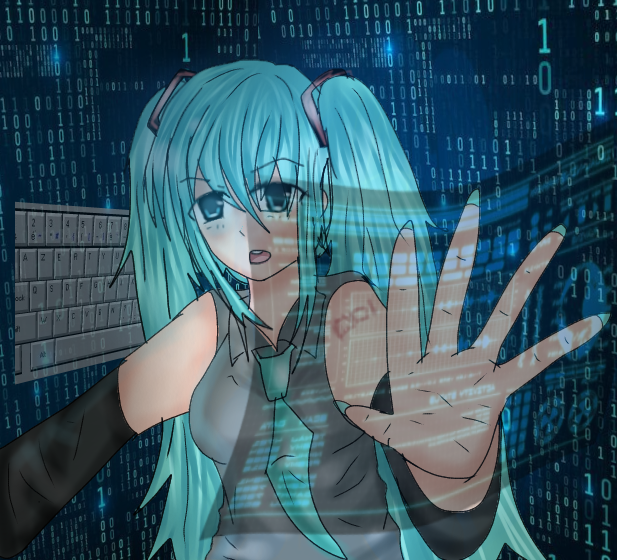 Safebooru - blue eyes blue hair blue nails digital media player hacker hatsune miku idol ...