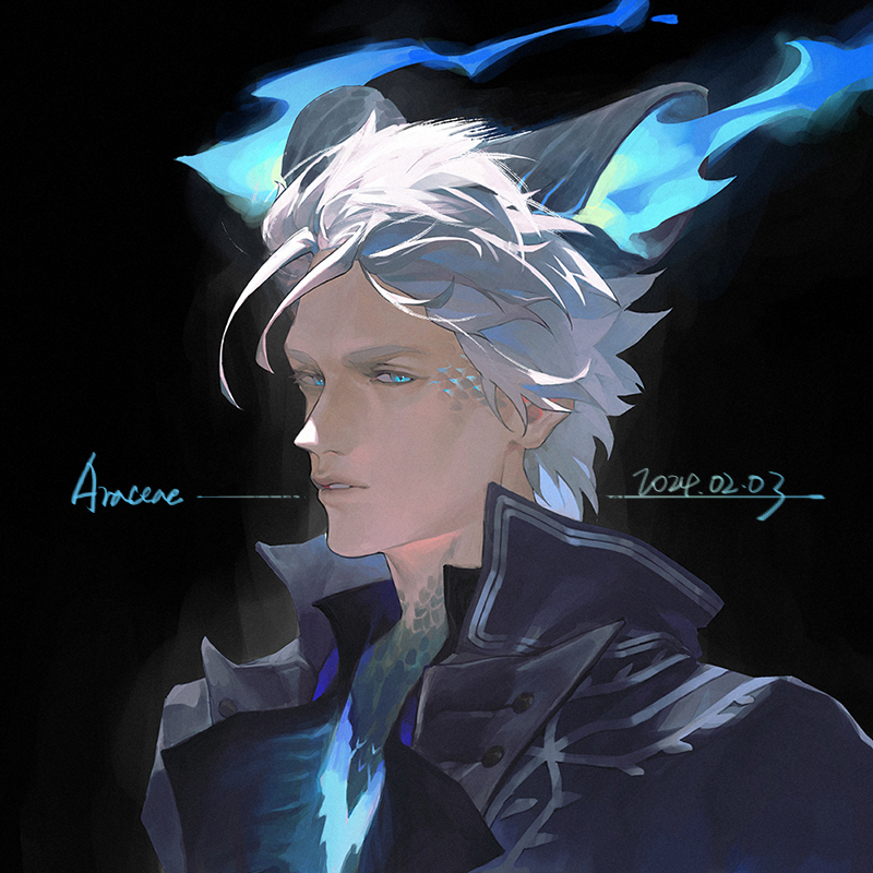 Safebooru - 1boy bishounen blue coat blue eyes closed mouth coat demon ...