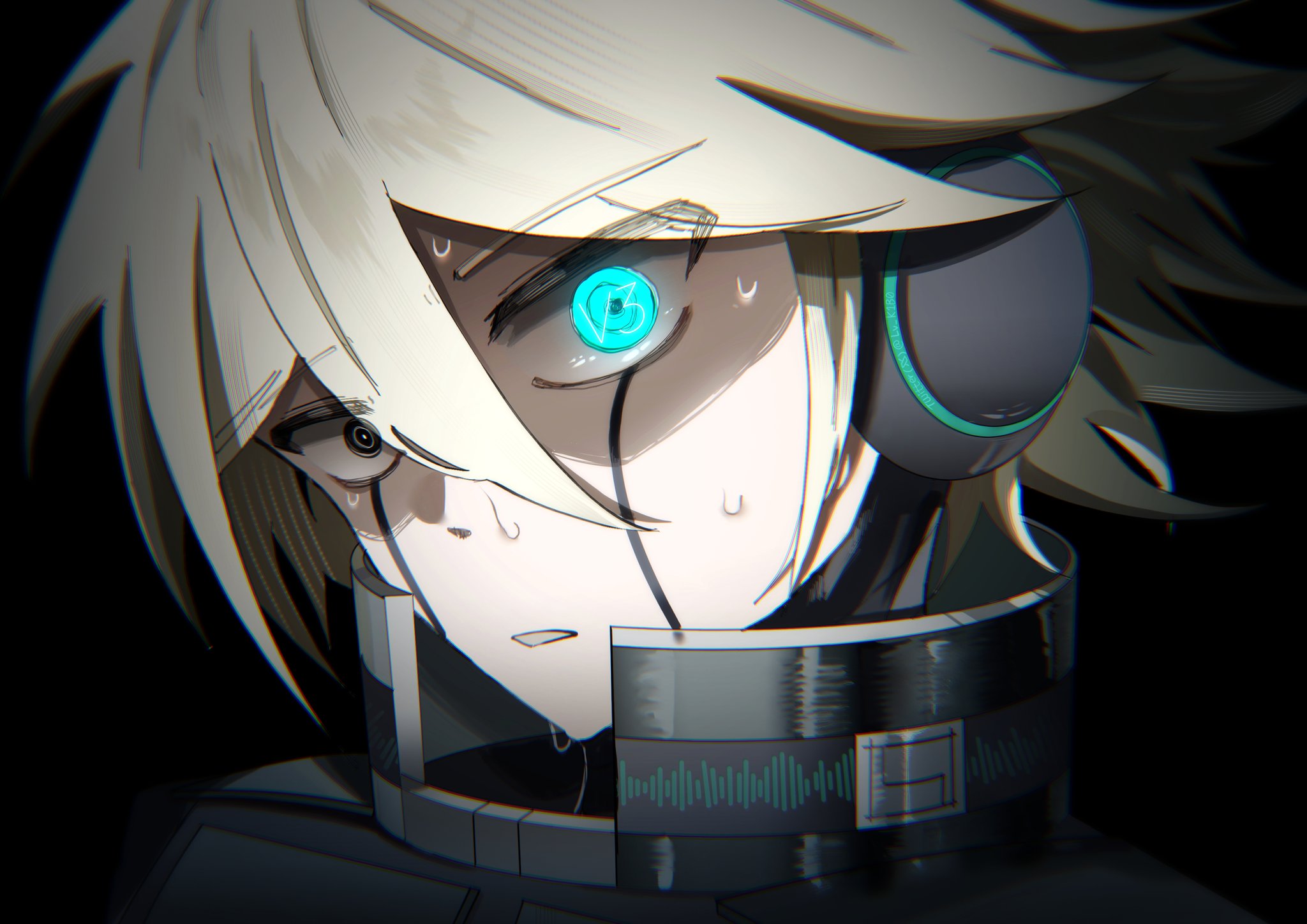 Safebooru - 1boy android armor black background black eyes danganronpa ...