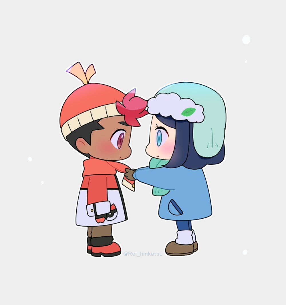 Safebooru - 1boy 1girl adjusting another's clothes alternate costume aqua eyes beanie black hair ...