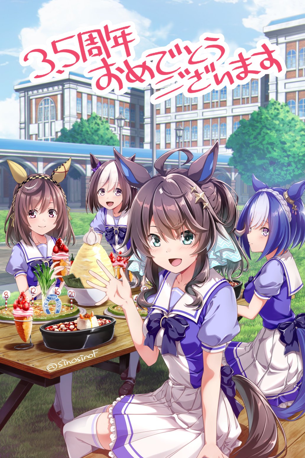 Safebooru - 4girls ahoge animal ears blue eyes blue hair blush braid breasts brown hair buena ...