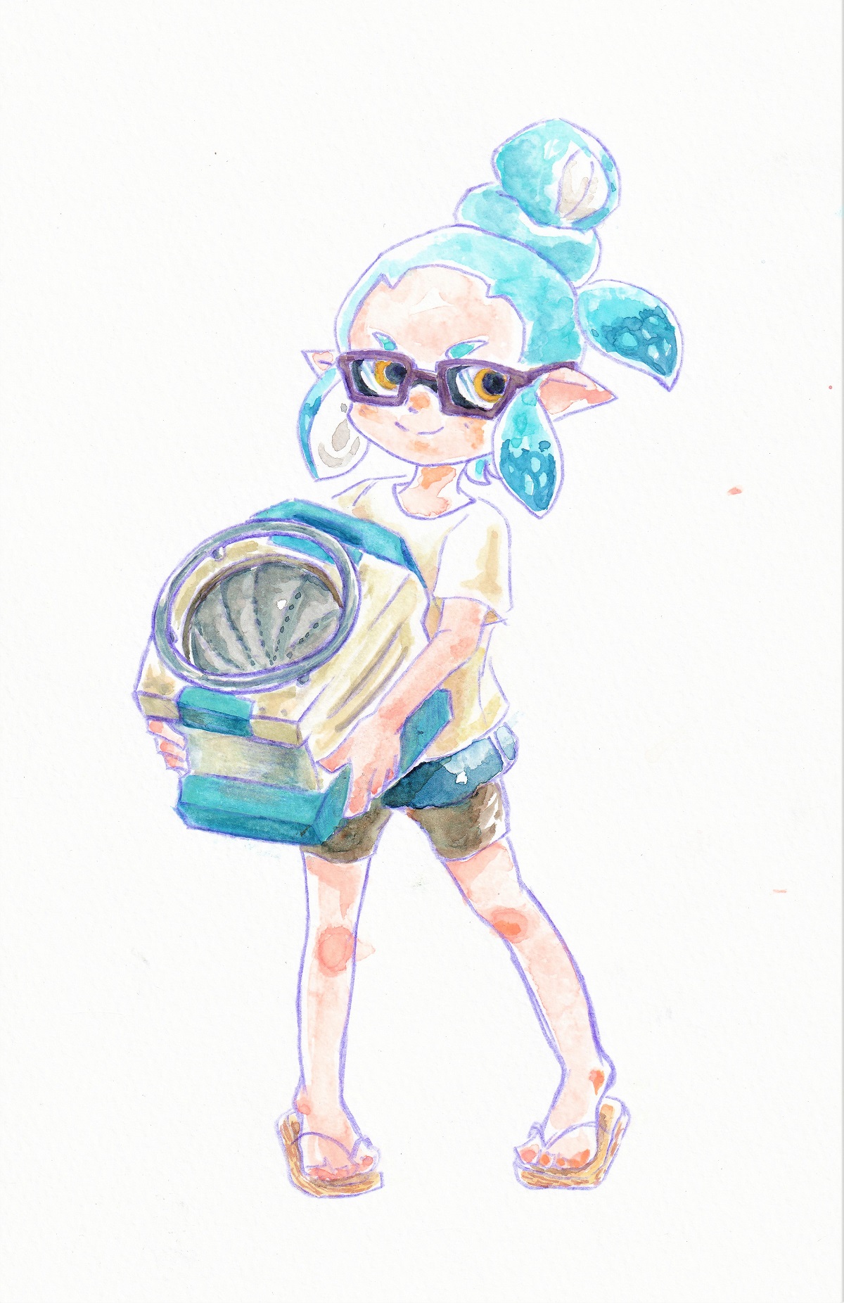 Safebooru - 1boy bike shorts bike shorts under shorts blue hair closed ...