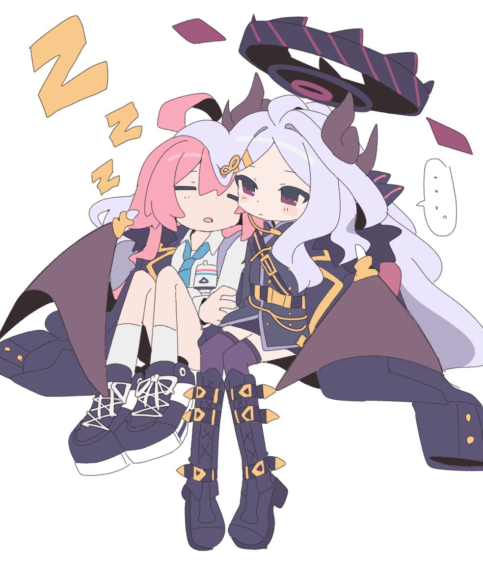 Safebooru - ... 2girls ahoge belt belt boots black footwear black horns blue archive blue ...