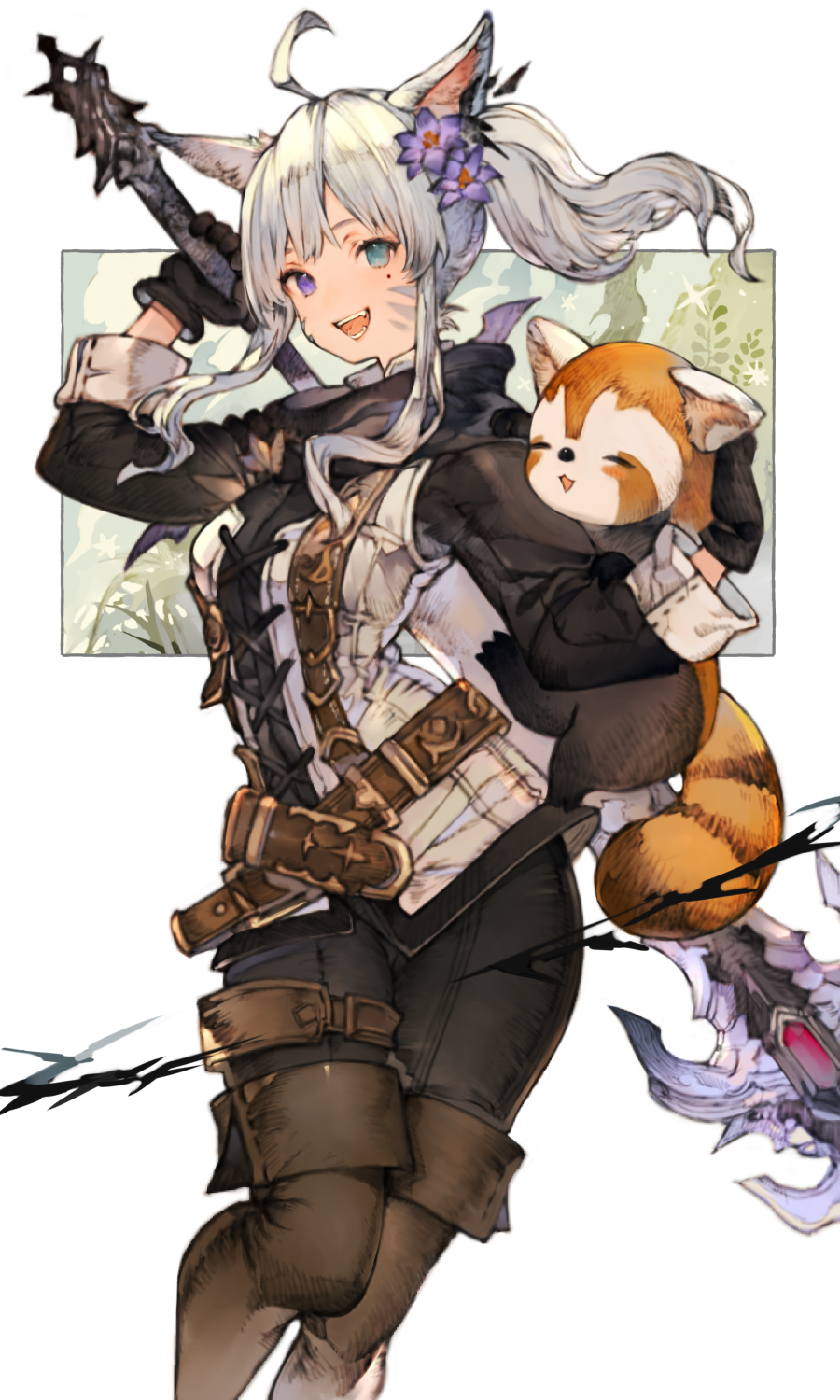 Safebooru - 1girl ahoge black gloves blue eyes brown footwear ...