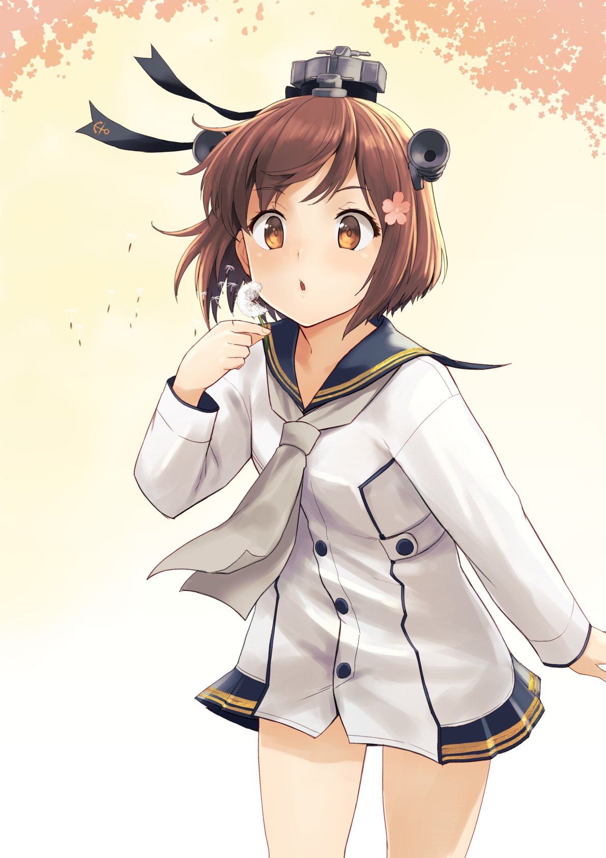 Safebooru - 1girl brown eyes brown hair dress hair ornament headgear highres kantai collection ...