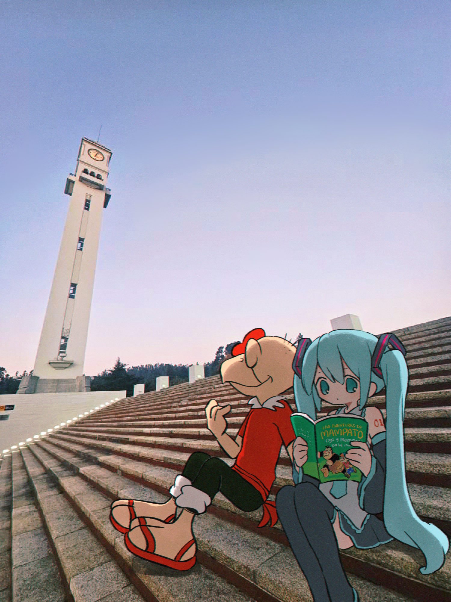 Safebooru - 1boy 1girl black footwear black pants black skirt blue eyes blue hair book boots ...