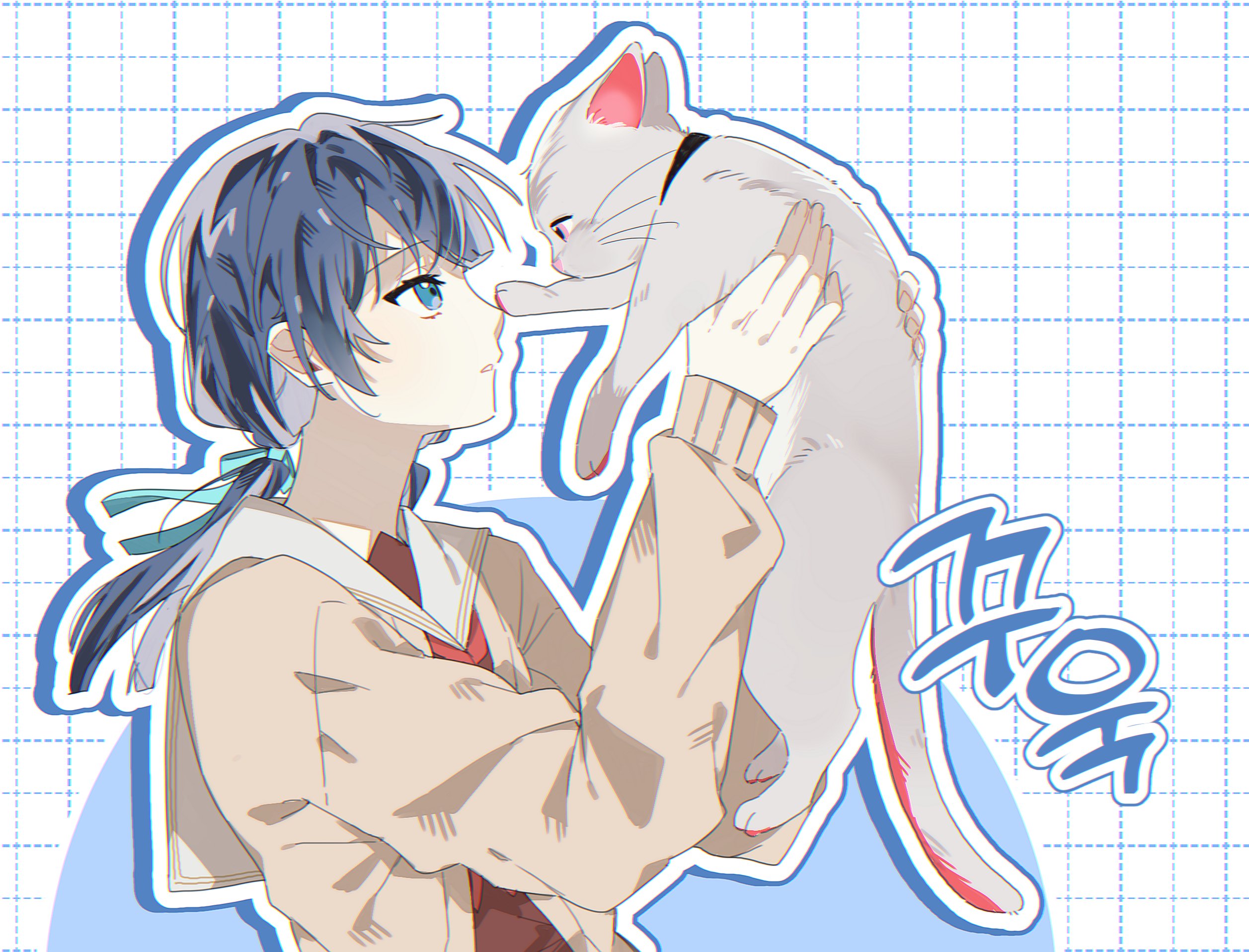 Safebooru - 1girl 42 (42 aqrl) animal animal collar animalization black collar blue eyes blue ...