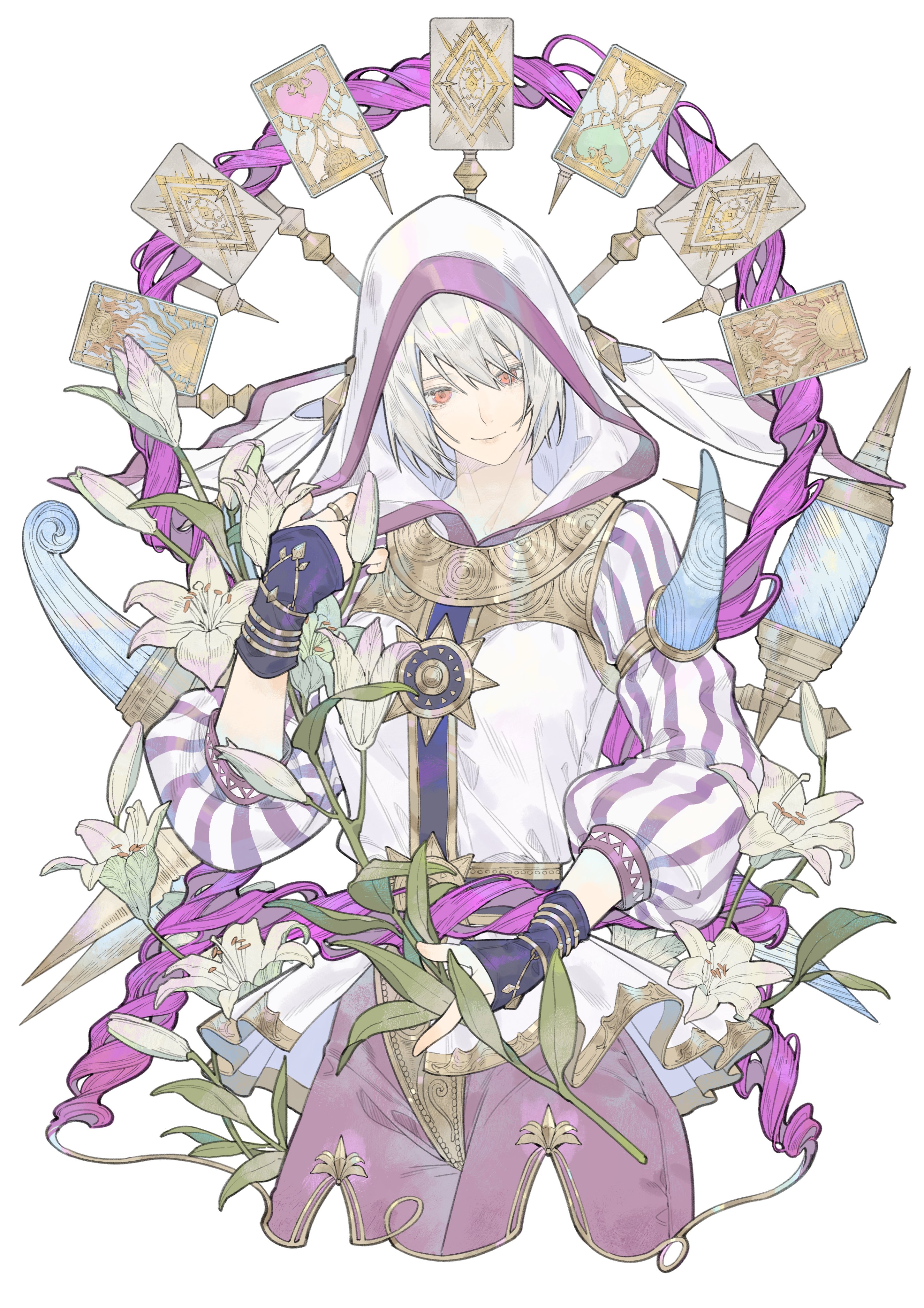 Safebooru - 1girl absurdres arm warmers bracelet card cowboy shot ...