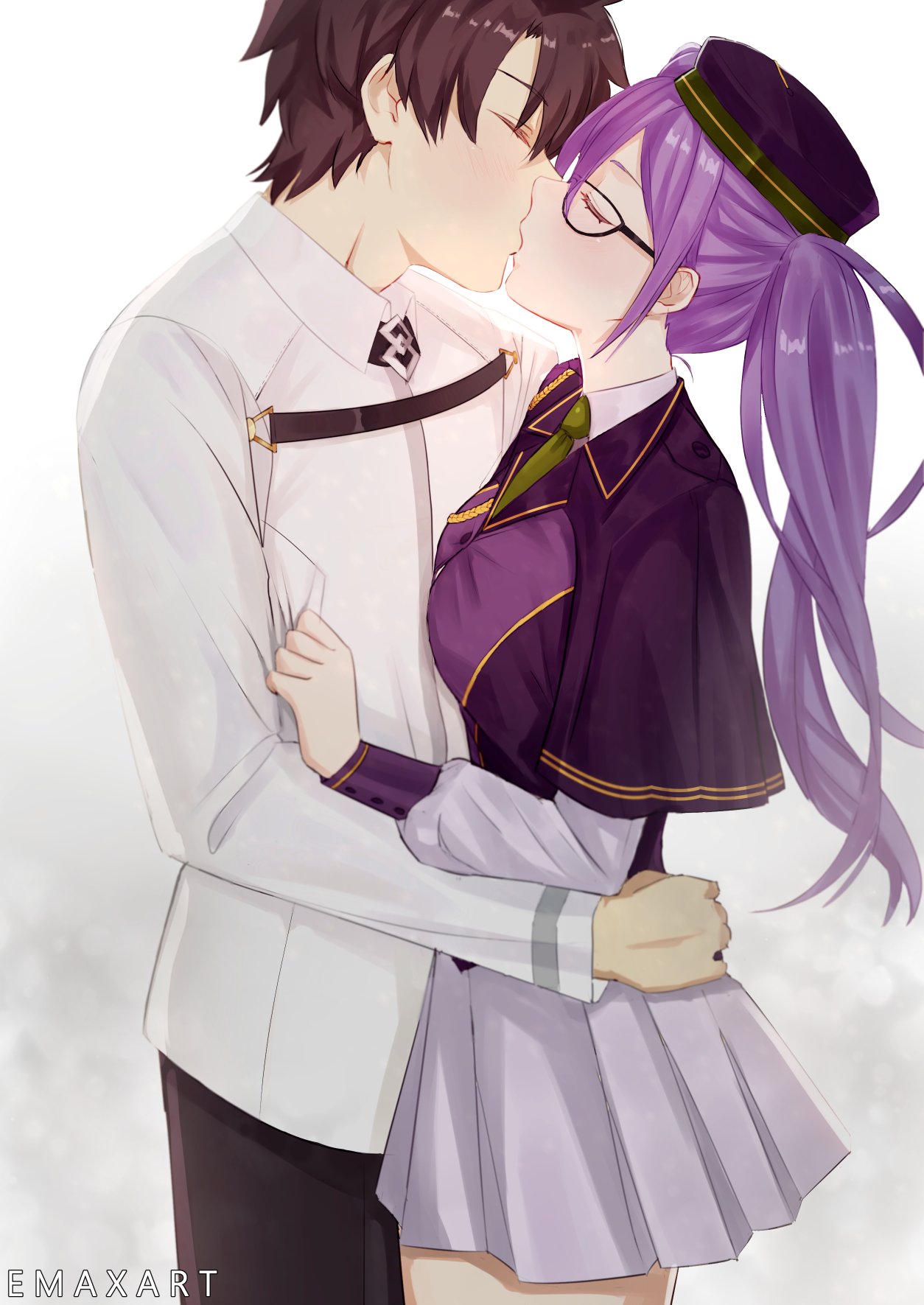 Safebooru - 1boy 1girl atlas academy school uniform black hair closed eyes emaxart fate/grand ...