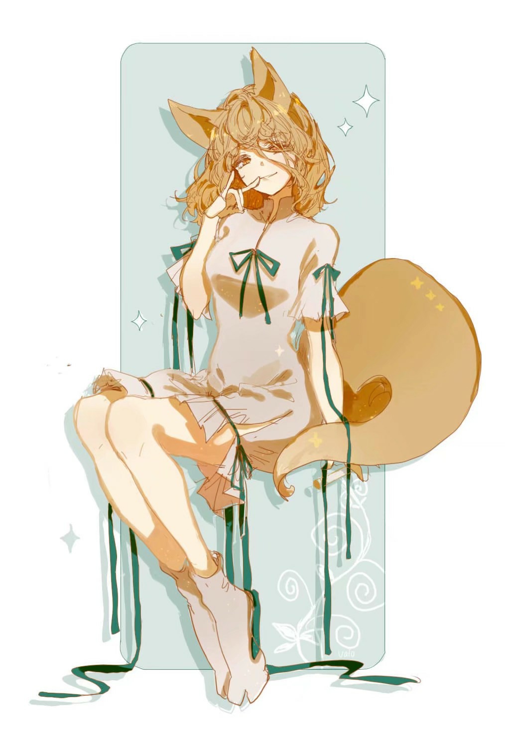 Safebooru - animal ears blonde hair dianguang qishi fox ears fox girl fox shadow puppet fox tail ...