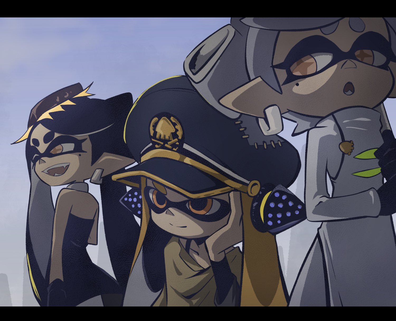 Safebooru - 3girls agent 3 (splatoon) callie (splatoon) hand on own ...