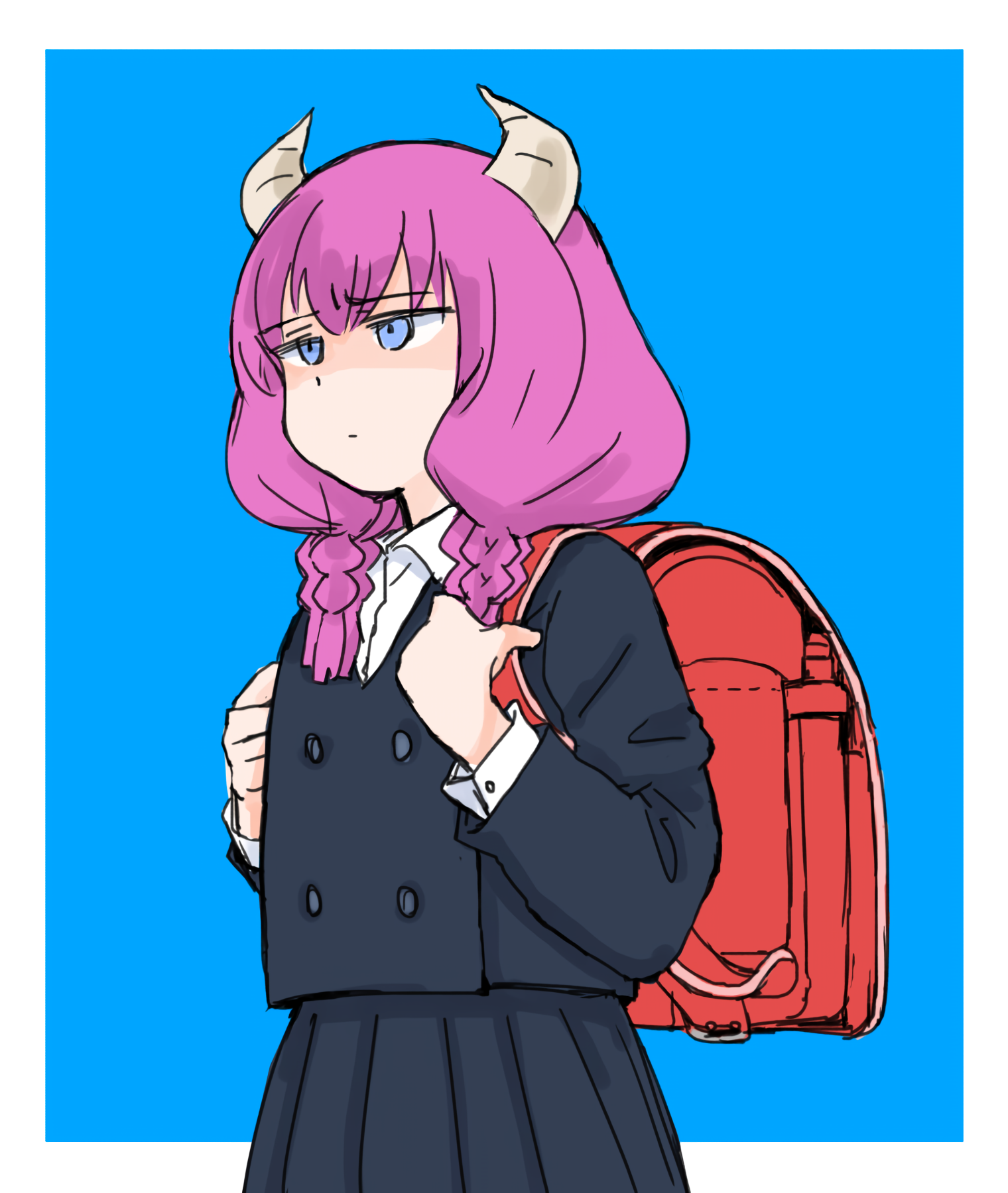 Safebooru - 1girl aura (sousou no frieren) backpack bag blue background blue eyes braid highres ...