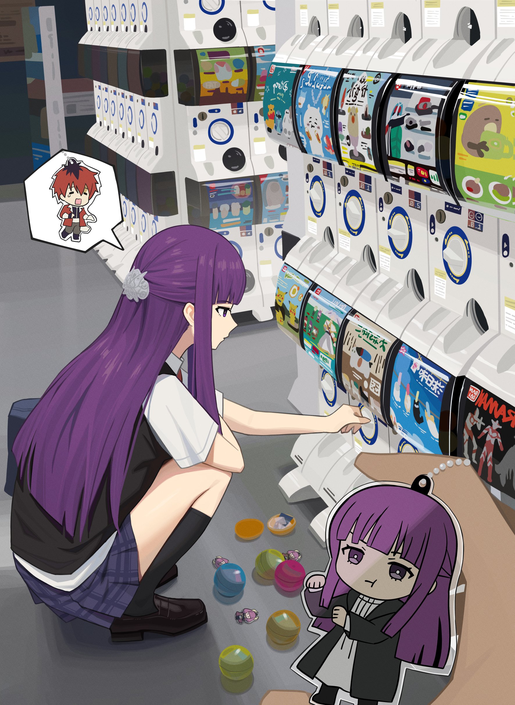 Safebooru - 1girl absurdres alternate costume bag black footwear black socks black vest blunt ...