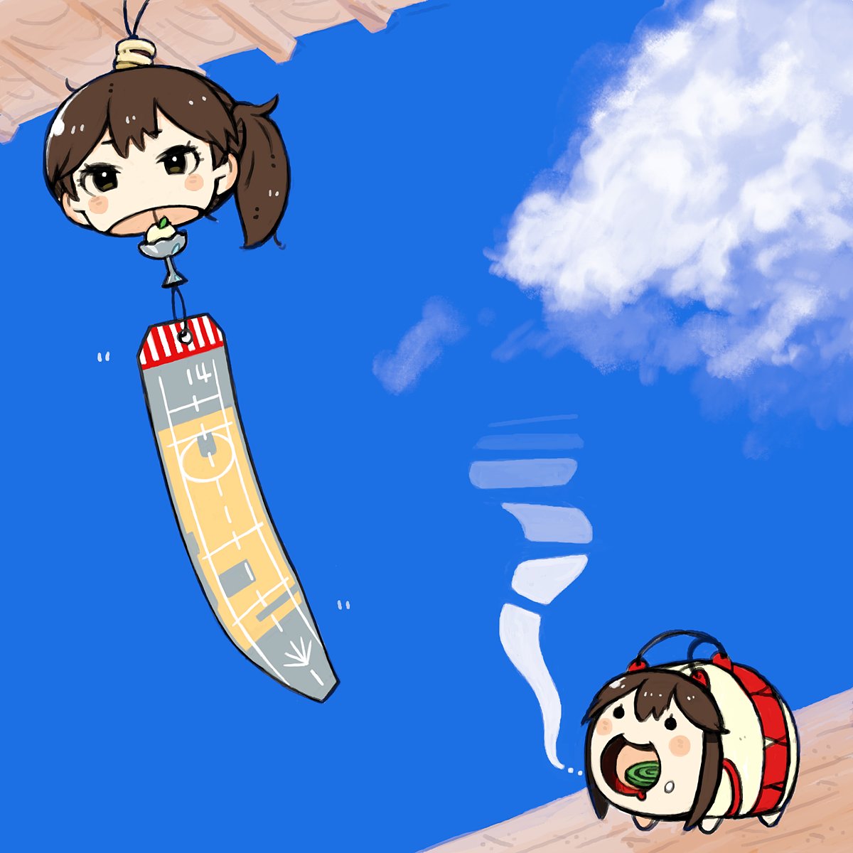 Safebooru - akagi (kancolle) blue sky clouds commentary request flight ...