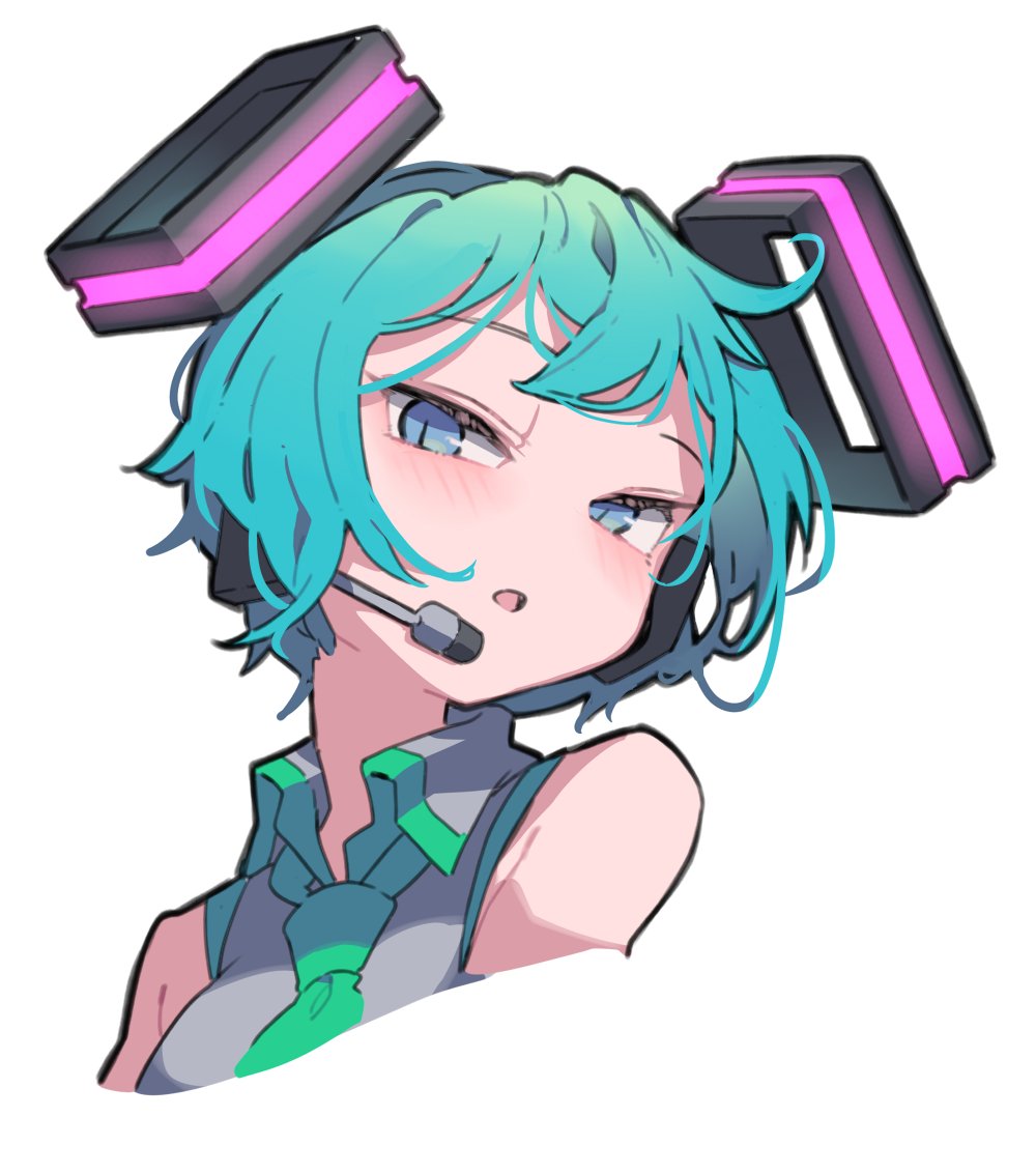 Safebooru - 1girl alternate hair length alternate hairstyle aqua hair bare shoulders blue eyes ...