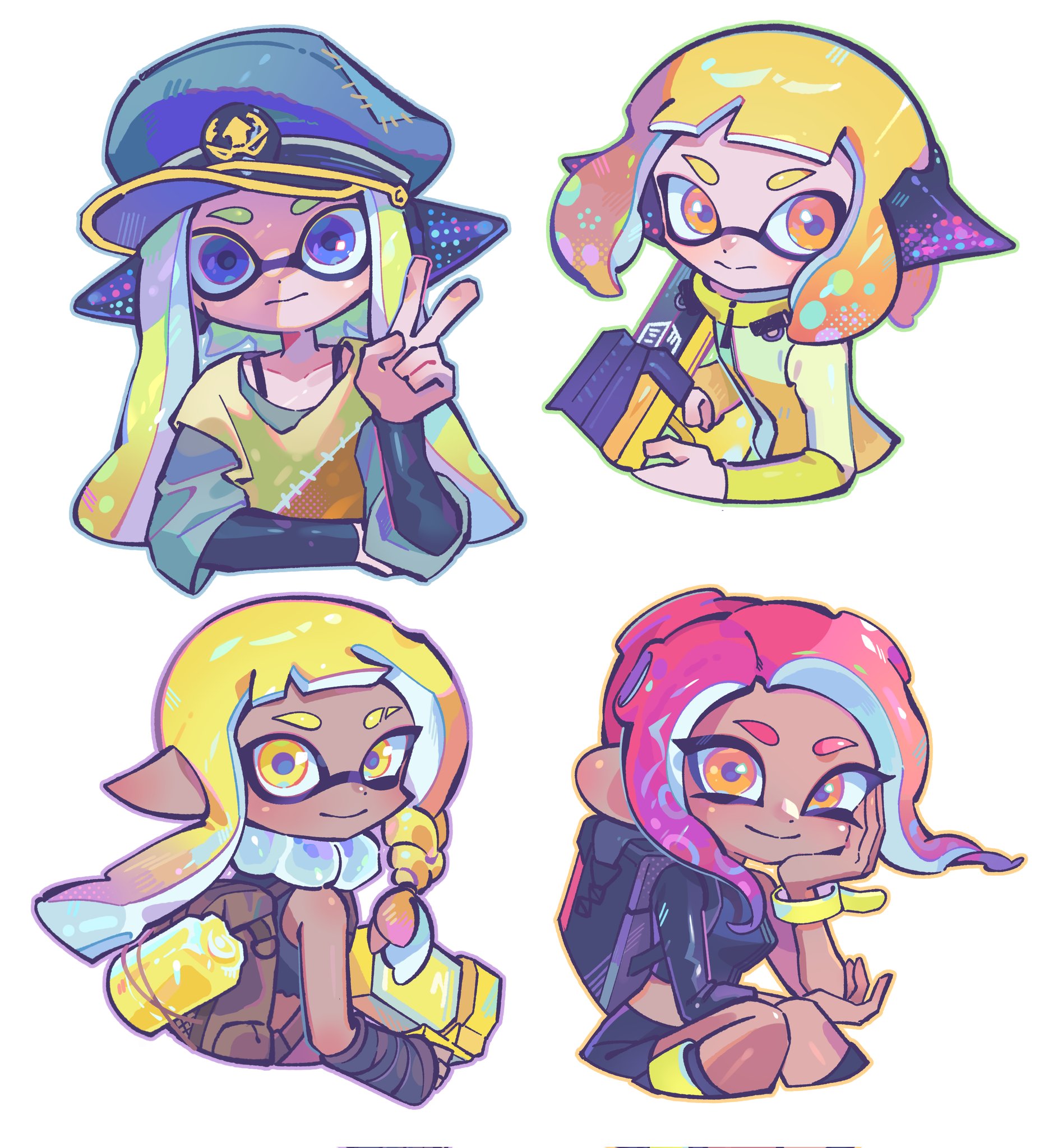 Safebooru - 4girls agent 3 (splatoon) agent 3 (splatoon 3) agent 4 ...