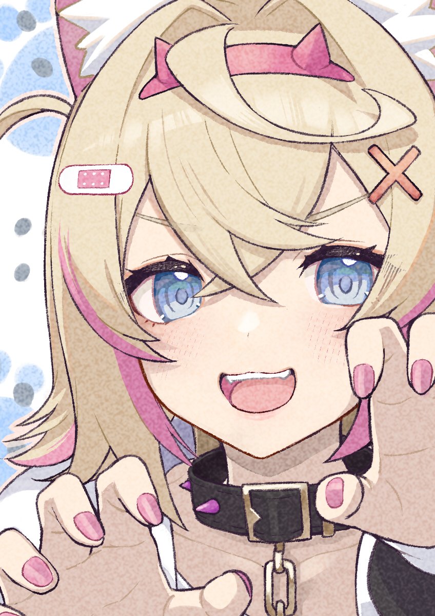 Safebooru - 1girl animal ear fluff animal ears bandaid bandaid hair ornament belt collar blonde ...