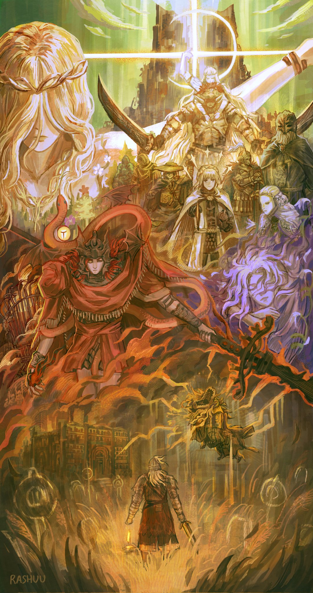 Safebooru - 1other 4girls 6+boys ambiguous gender animal arm up armor ...