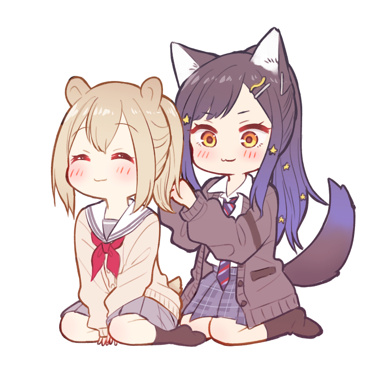Safebooru - 2girls animal ears azusawa kohane bear ears beru popooo black hair black socks ...