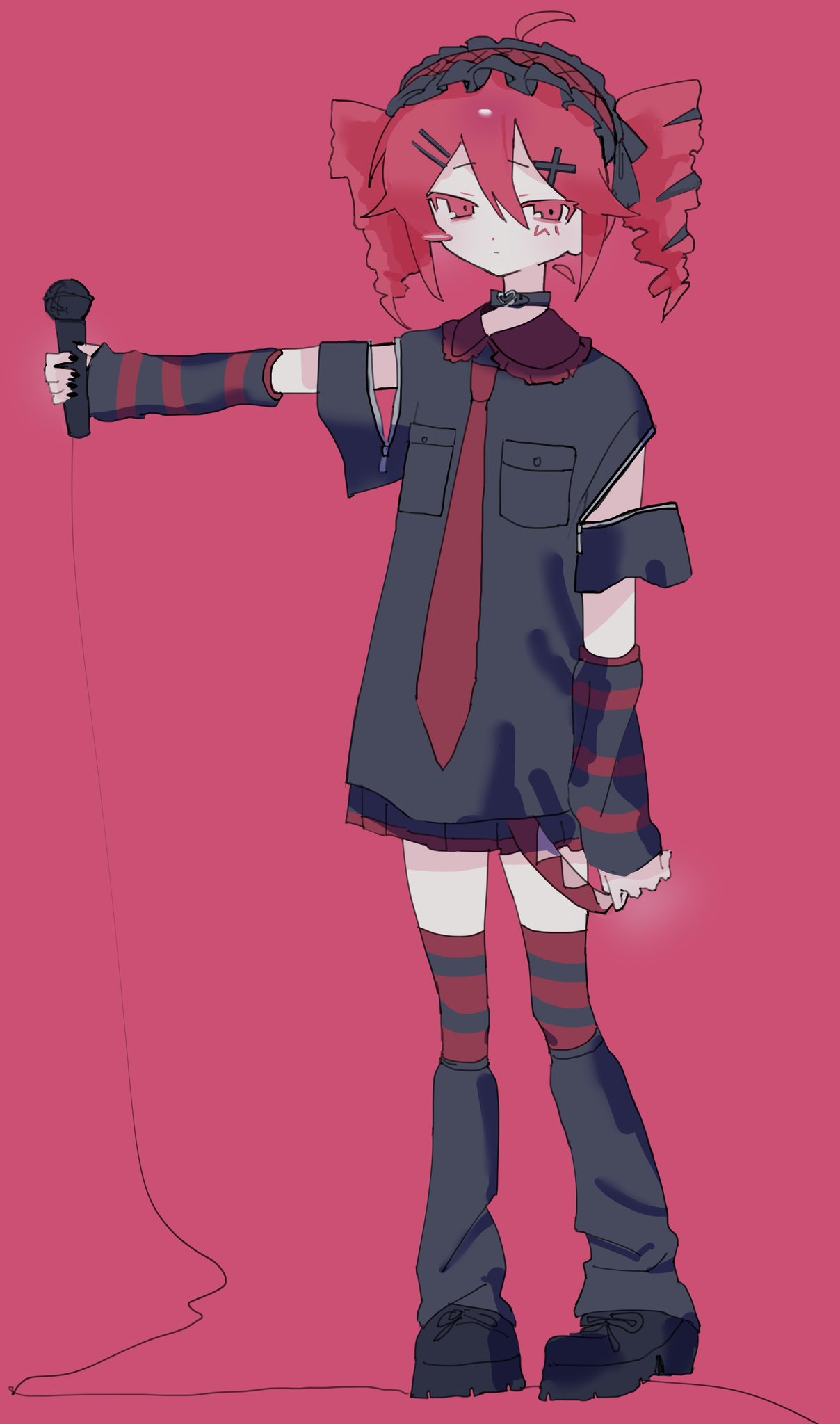 Safebooru - 1girl ahoge drill hair emo fashion full body highres ...