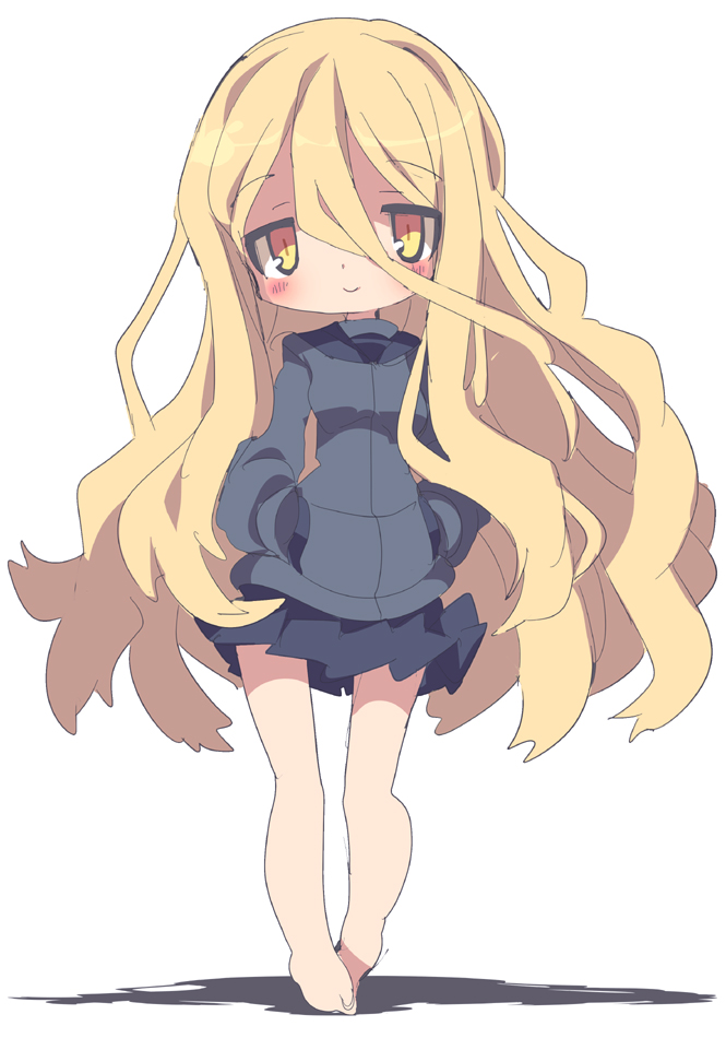 Safebooru - 1girl amami shisen barefoot black skirt blonde hair blush closed mouth dangomushi ...