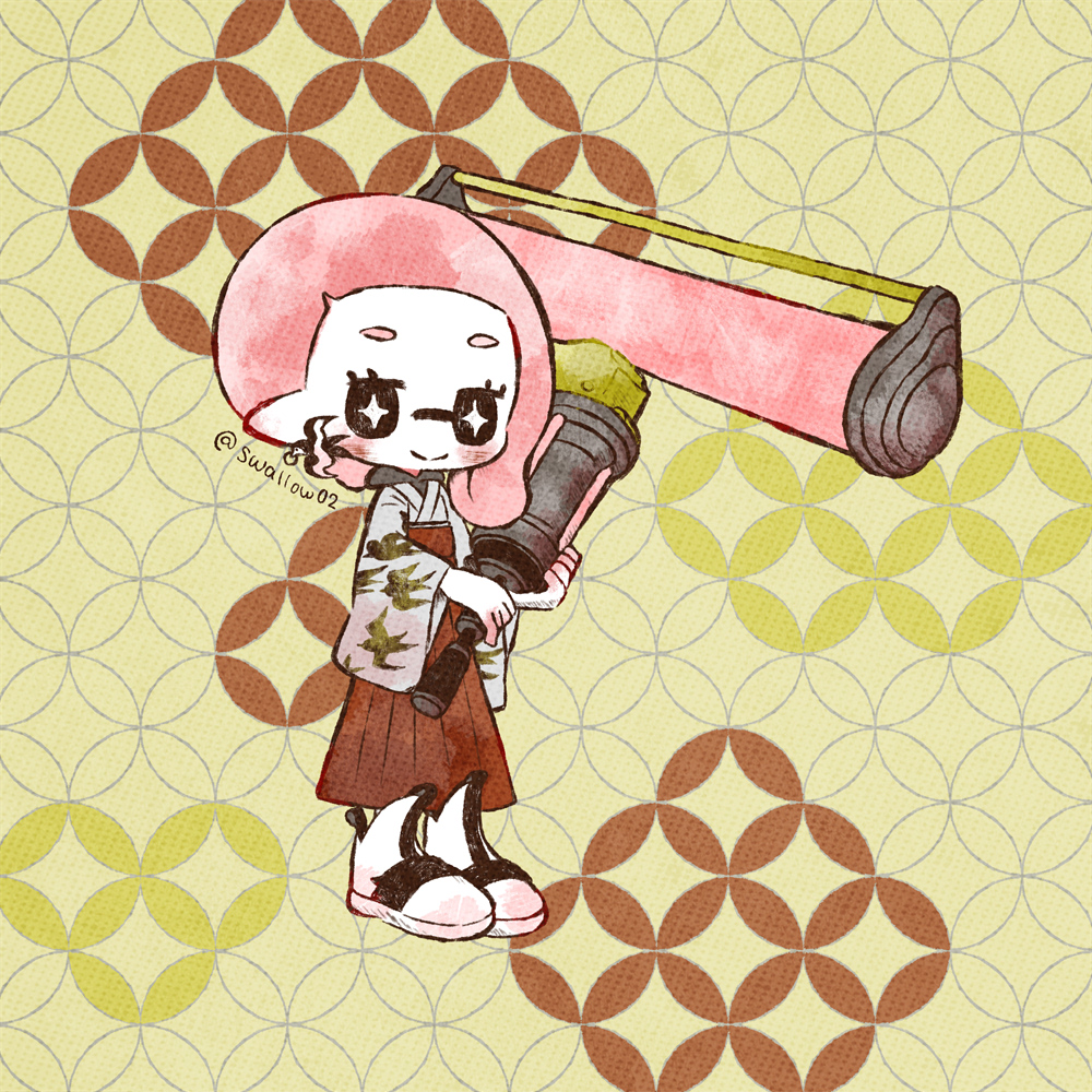 Safebooru - 1girl black eyes blush closed mouth dynamo roller (splatoon ...