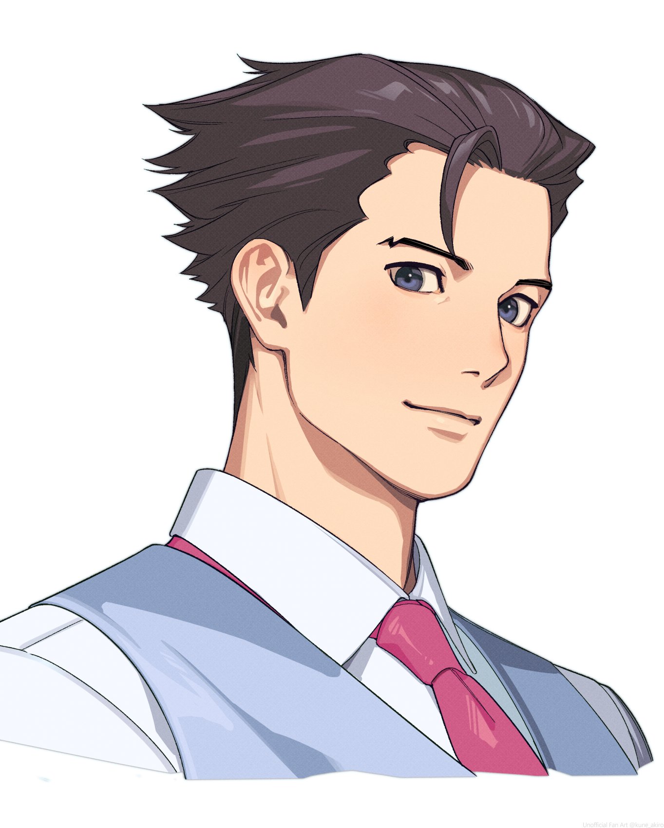Safebooru - 1boy ace attorney black hair blue eyes blue vest closed mouth collared shirt cropped ...