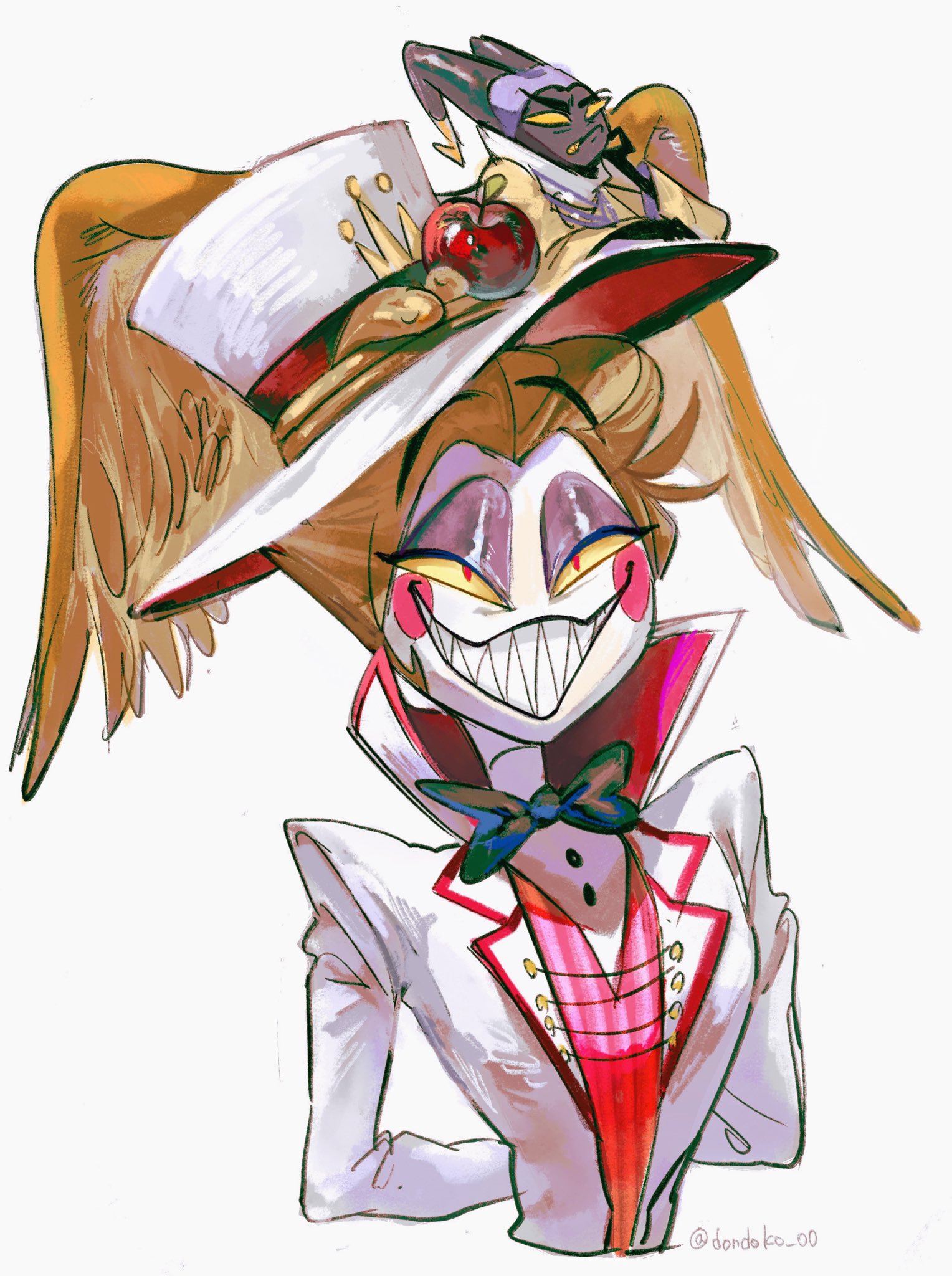 Safebooru - 2boys adam (hazbin hotel) angel angel wings apple blonde ...