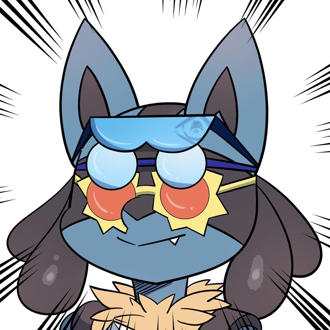 Safebooru - 1other :> animal ears black fur blue-tinted eyewear blue fur body fur choice specs ...