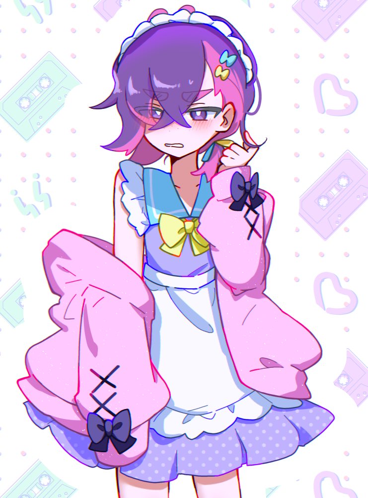 Safebooru - 1girl apron blush bow dot (pokemon) dress frilled apron ...