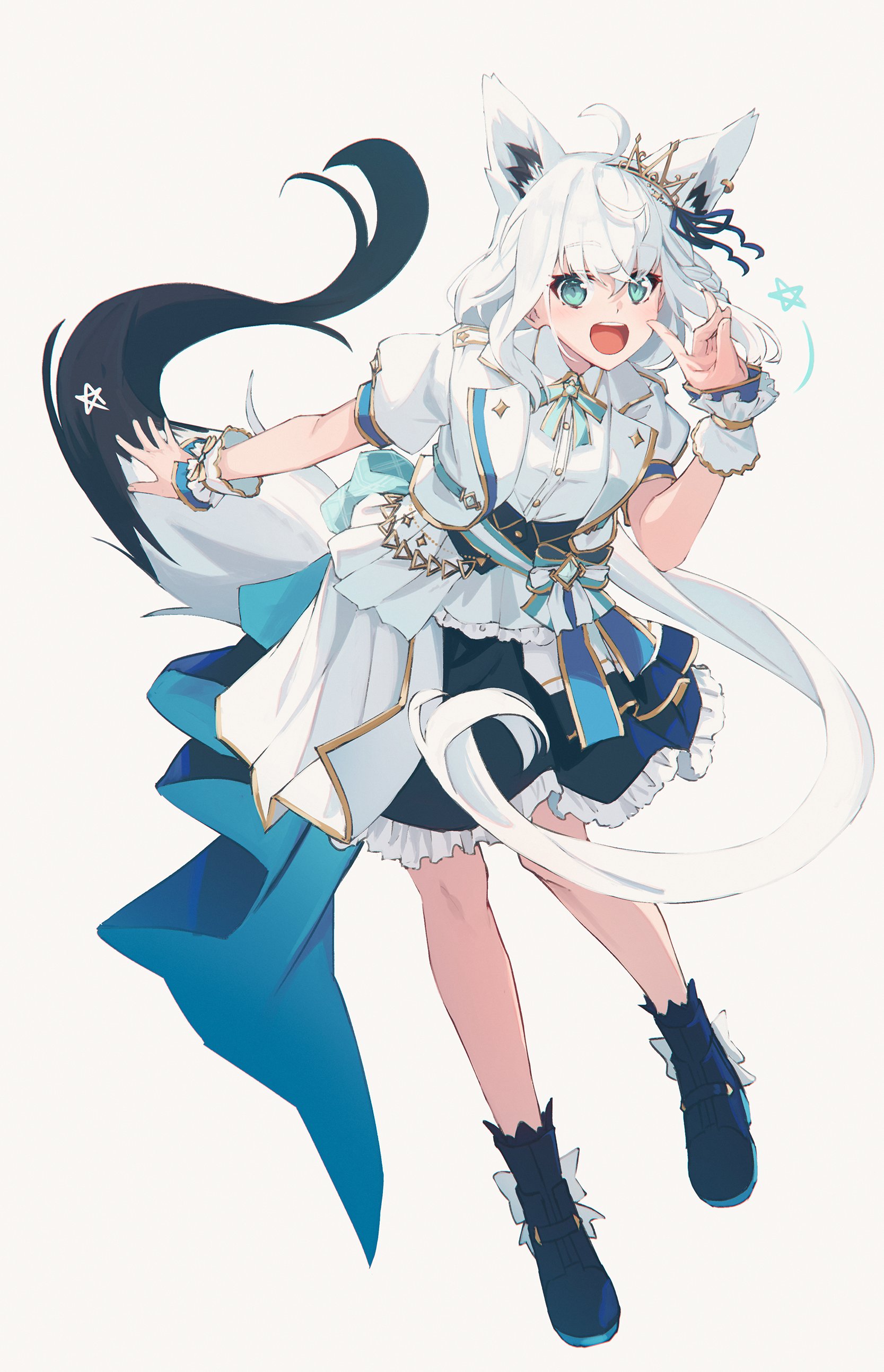 Safebooru - 1girl :d absurdres ahoge animal ear fluff animal ear piercing animal ears ankle ...