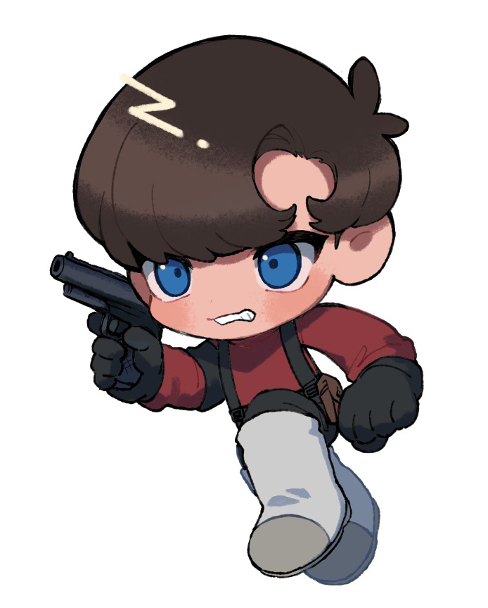 Safebooru - 1boy black gloves blue eyes blush brown hair chibi chibi ...